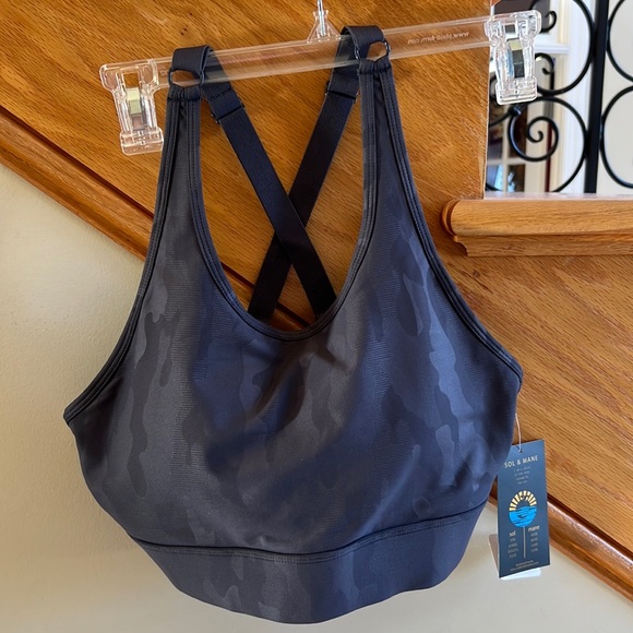 Sol & Mane | Tops | Sol Mane Tasha Bra Black Matte Camo Size Large New ...